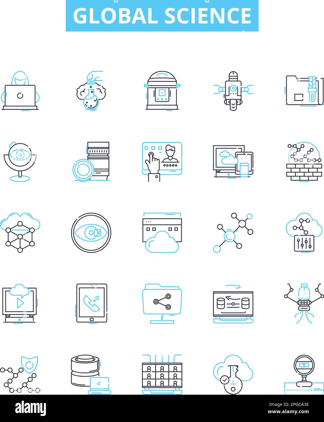 Global science vector line icons set. Global, Science, World ...