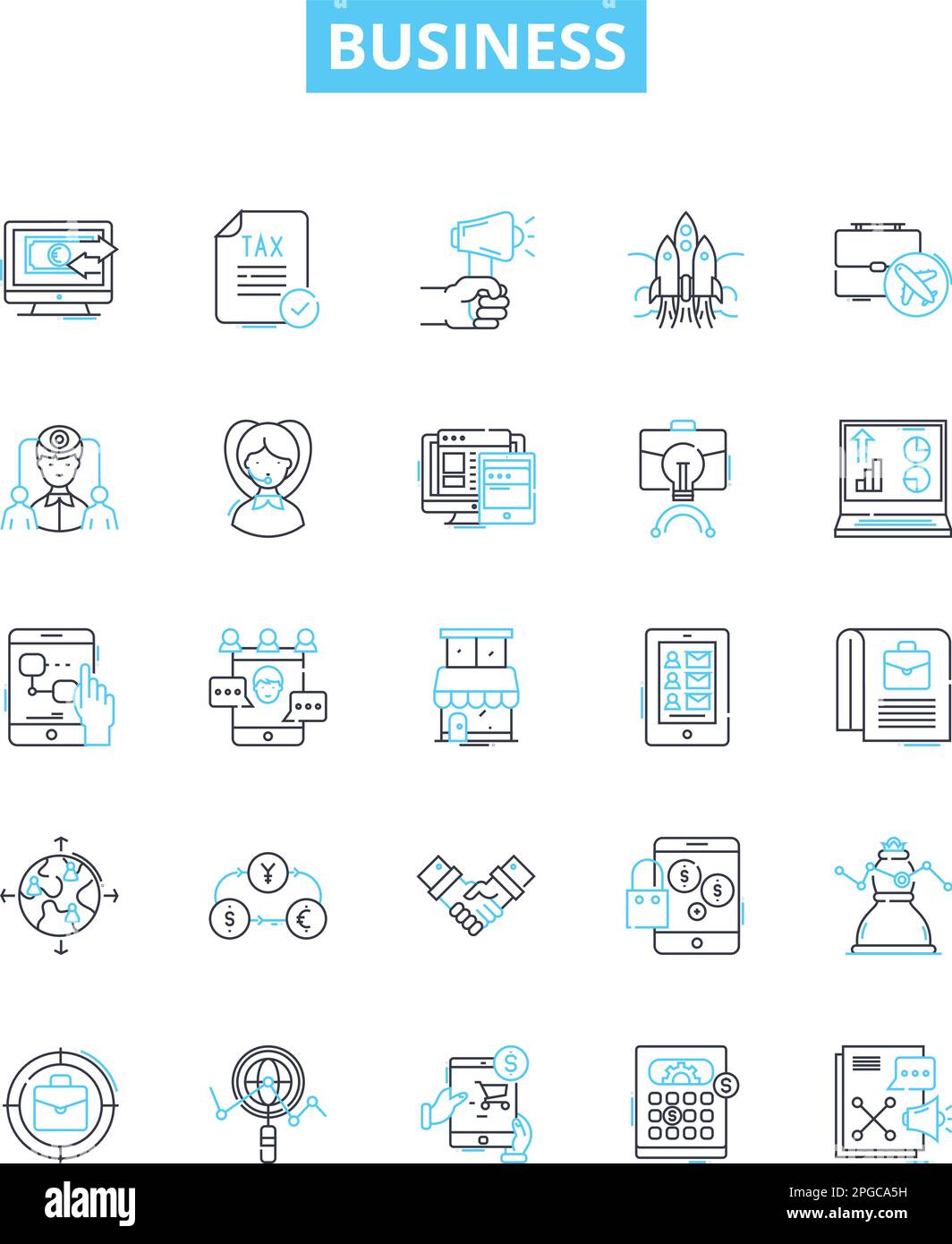 Business vector line icons set. Company, Venture, Market, Entrepreneur ...