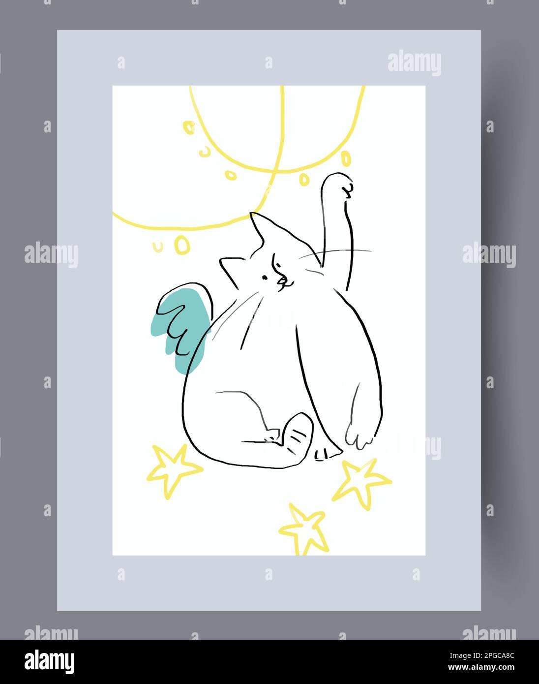 Animal cat angelic kitten wall art print Stock Vector Image & Art - Alamy