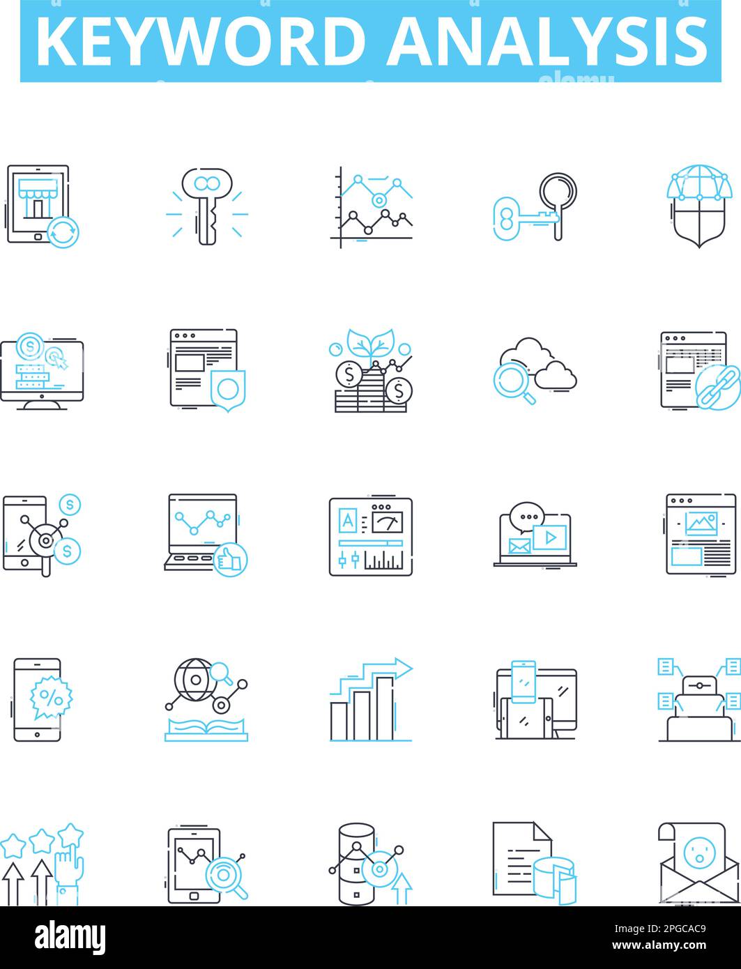Keyword Analysis Vector Line Icons Set Keyword Analysis Research