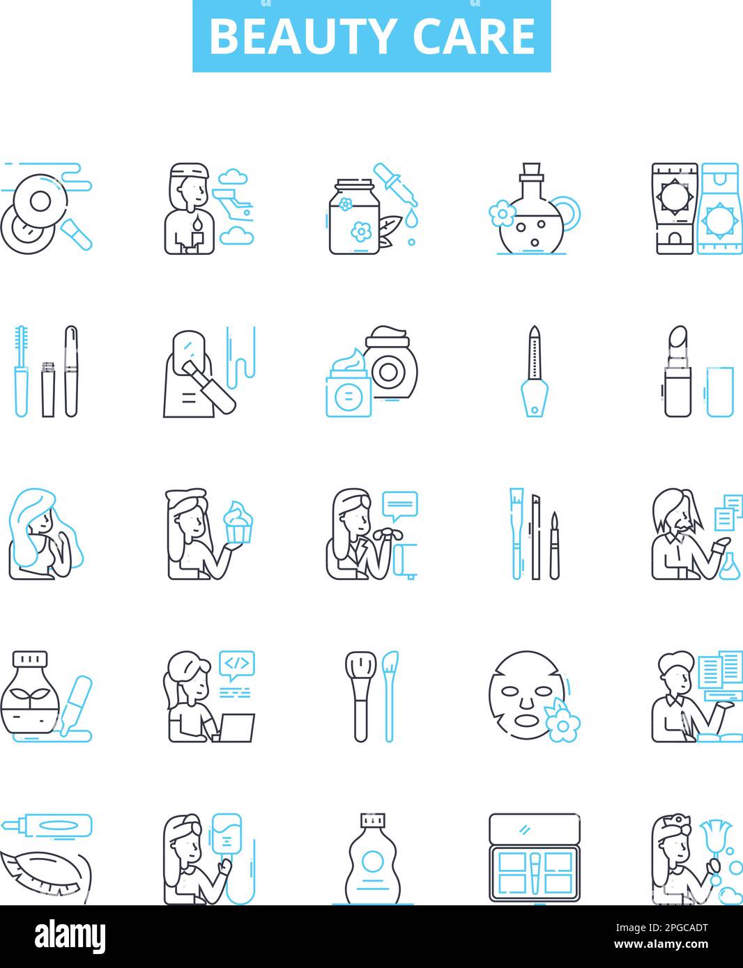 Beauty care vector line icons set. Skincare, cosmetics, hygiene, make ...