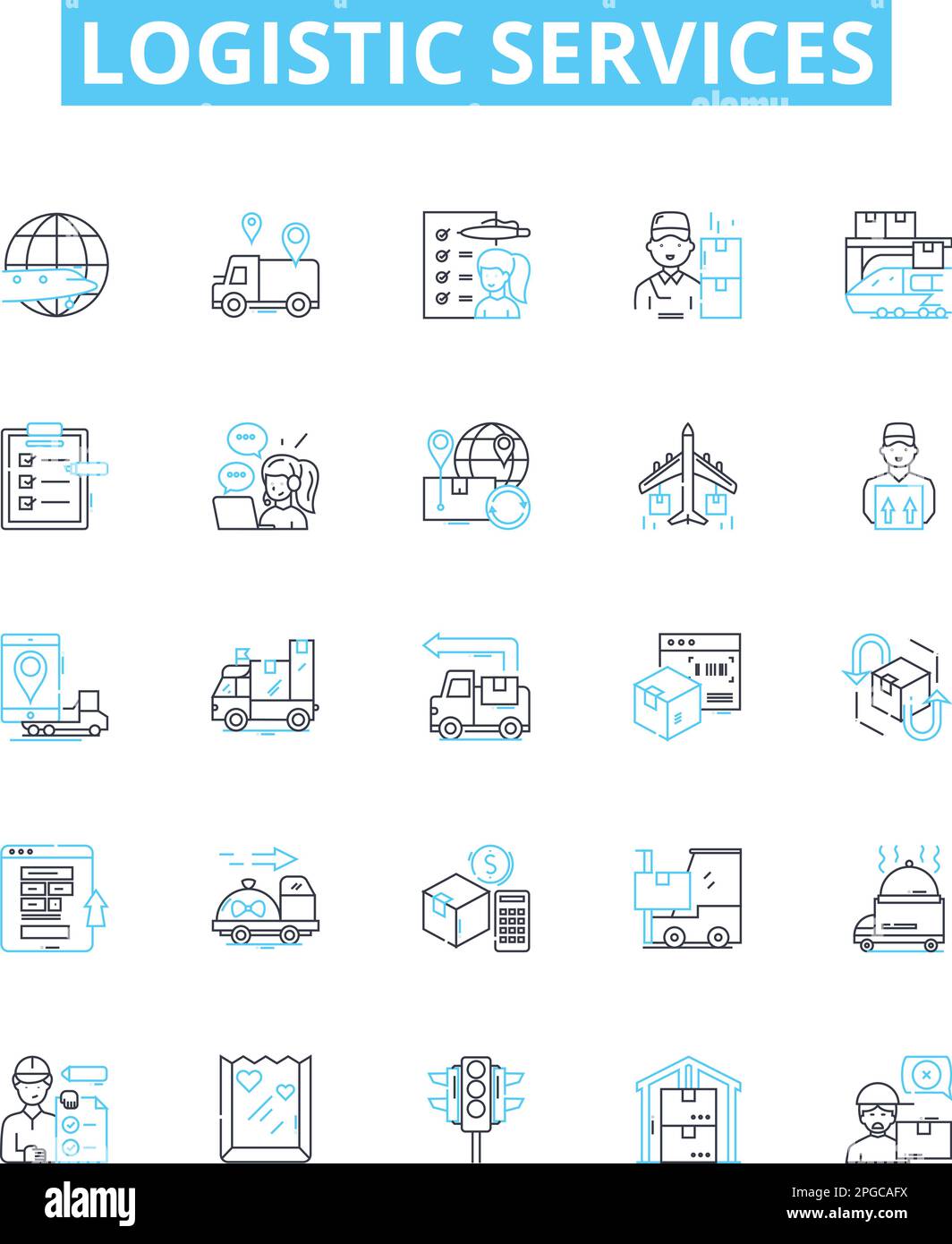 Logistic services vector line icons set. Logistics, Services, Delivery, Shipping, Freight ...