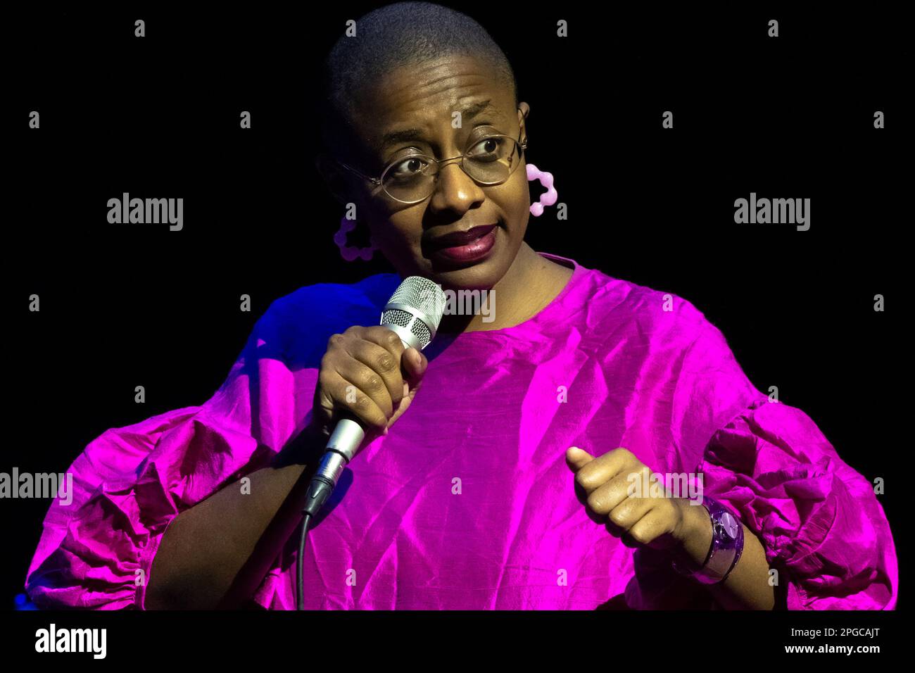 American jazz singer Cecile McLorin during the "Ogresse" concert held ...