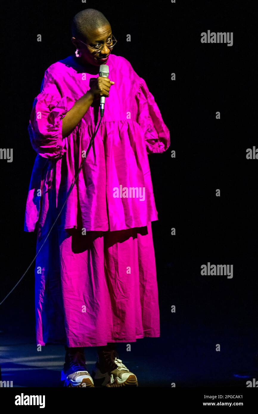 American jazz singer Cecile McLorin during the "Ogresse" concert held ...