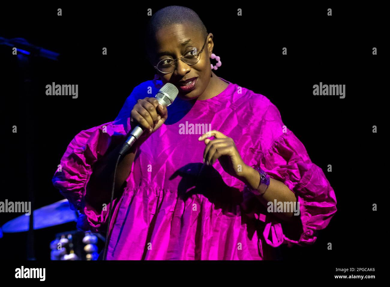 American jazz singer Cecile McLorin during the "Ogresse" concert held ...