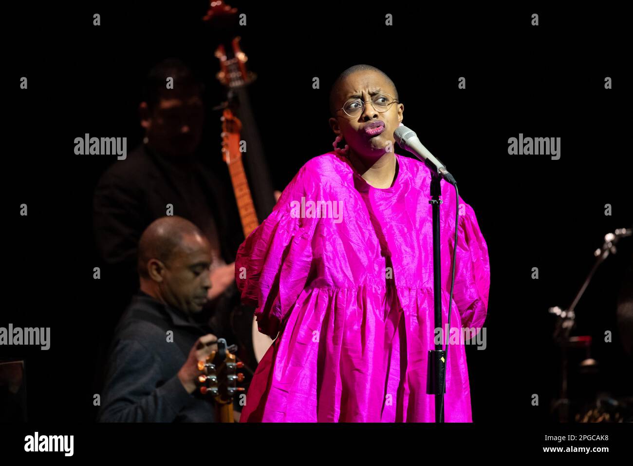American jazz singer Cecile McLorin during the "Ogresse" concert held ...