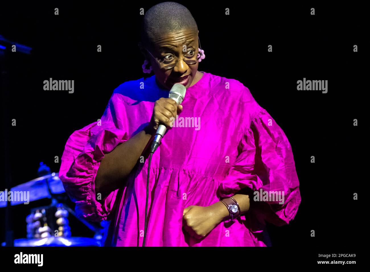 American jazz singer Cecile McLorin during the "Ogresse" concert held ...
