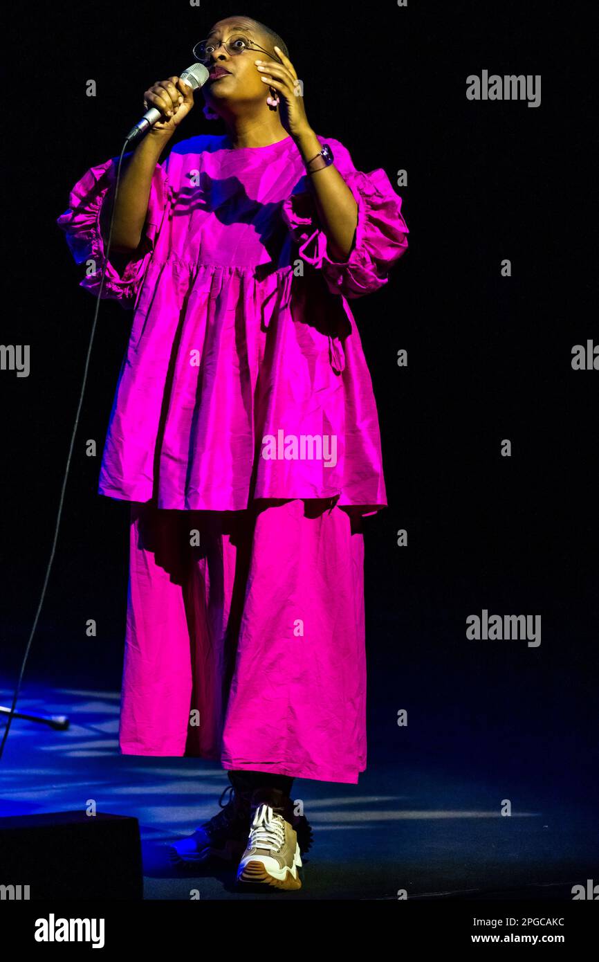 American jazz singer Cecile McLorin during the "Ogresse" concert held ...