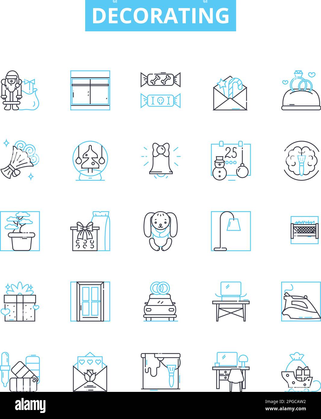 Decorating vector line icons set. Paint, Wallpaper, Furnishings ... Decorating vector line icons set. Paint, Wallpaper, Furnishings ...