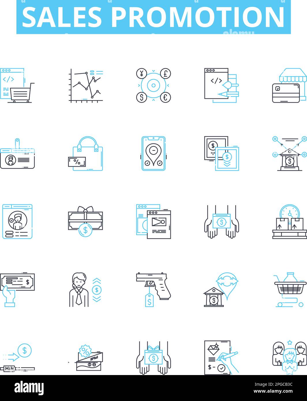 Sales promotion vector line icons set. Discounts, Deals, Offers ...