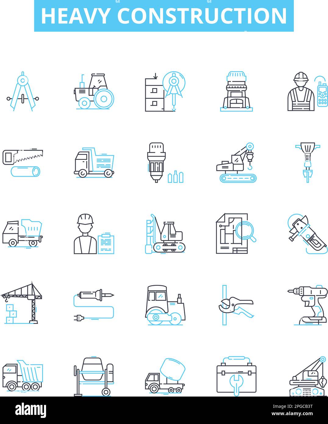 Heavy construction vector line icons set. Heavy, Construction ...