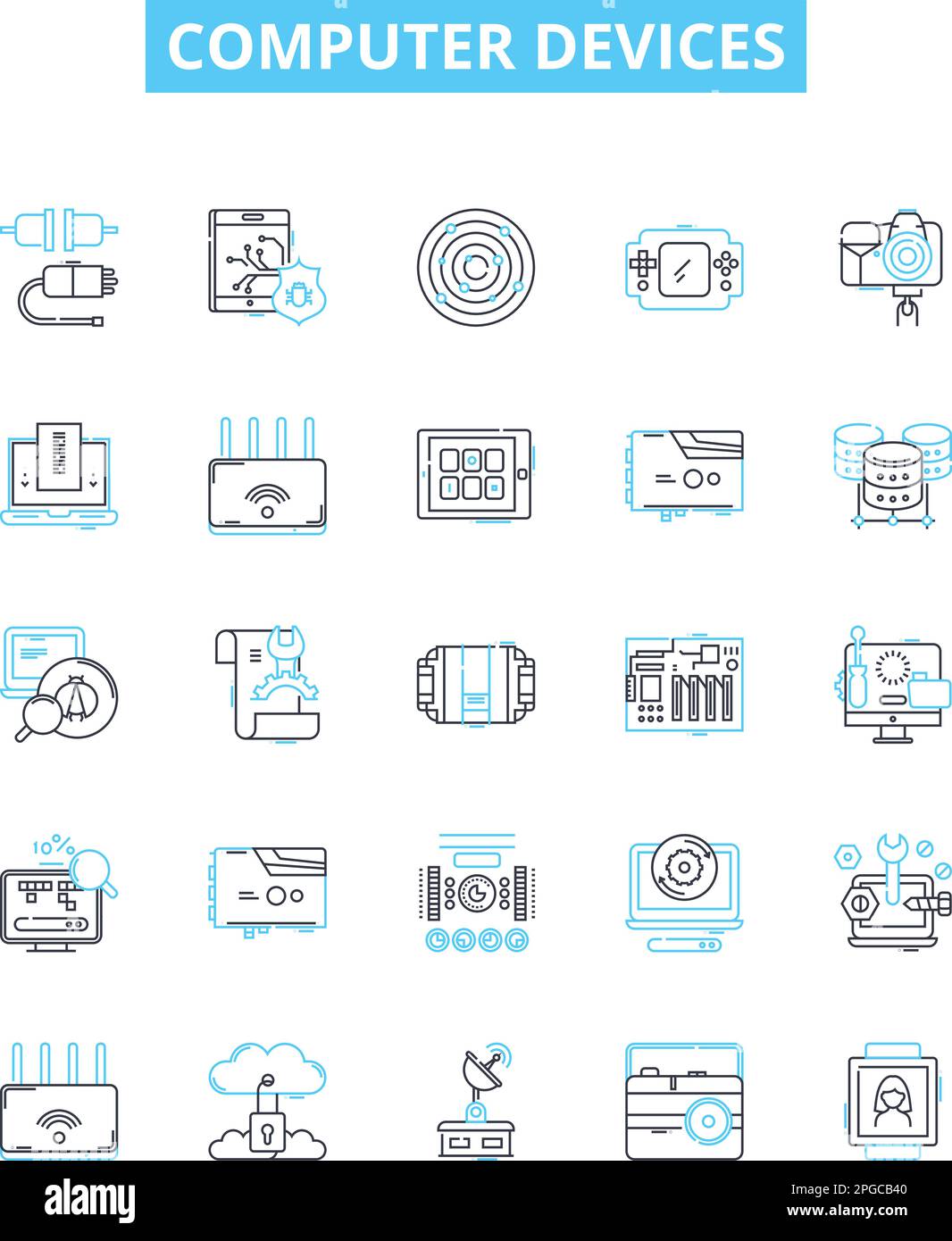 Computer devices vector line icons set. Laptop, Desktop, Monitor ... Computer devices vector line icons set. Laptop, Desktop, Monitor ...