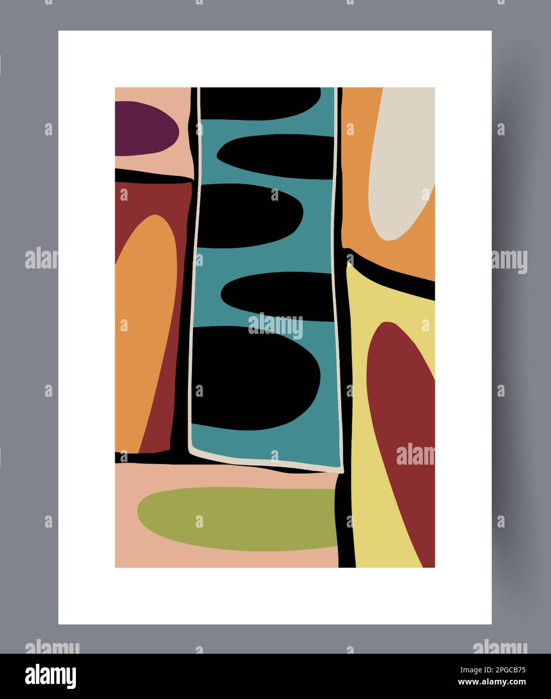 Abstract figures aesthetic geometry wall art print Stock Vector Image ...