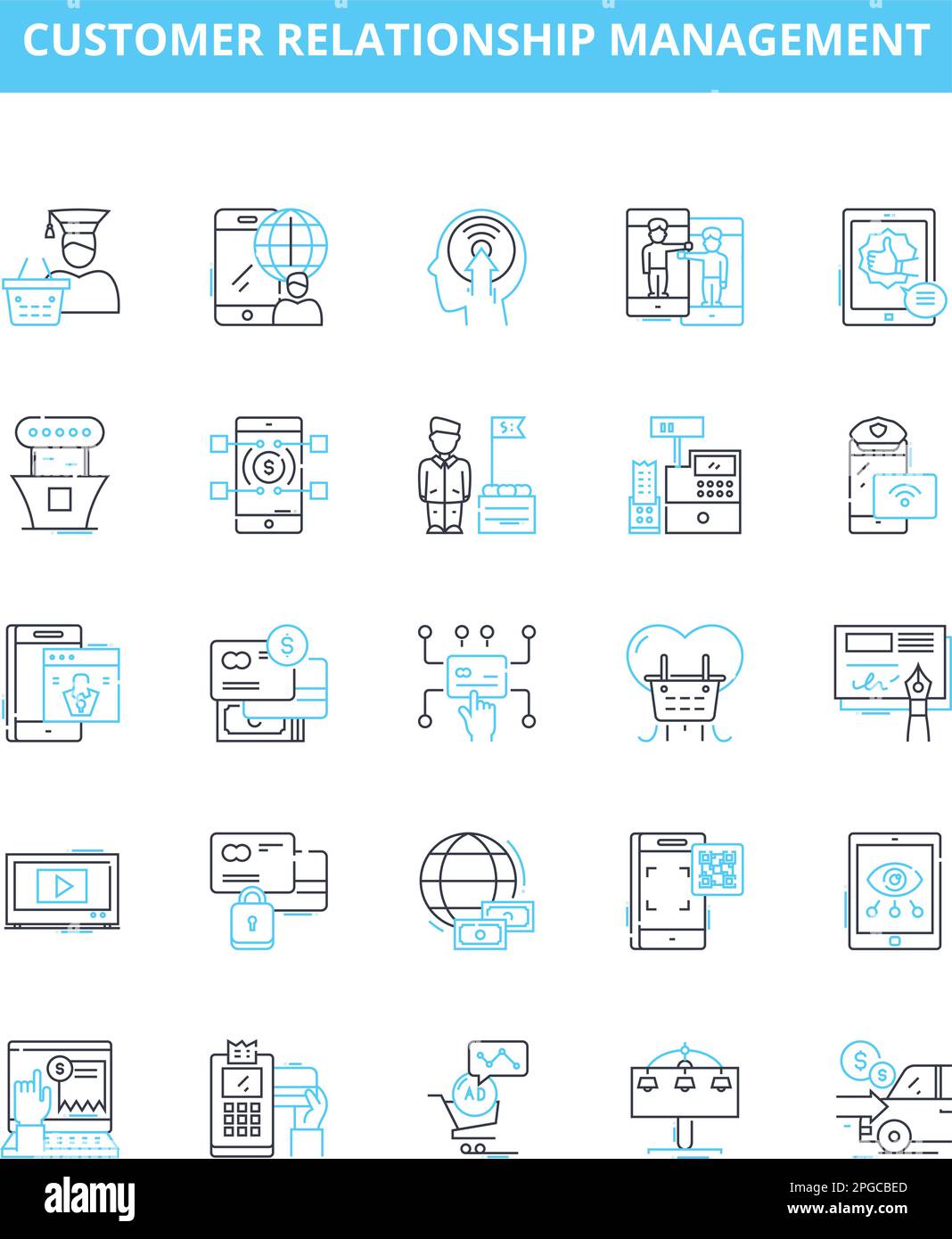Customer relationship management vector line icons set. CRM, Customer ... Customer relationship management vector line icons set. CRM, Customer ...
