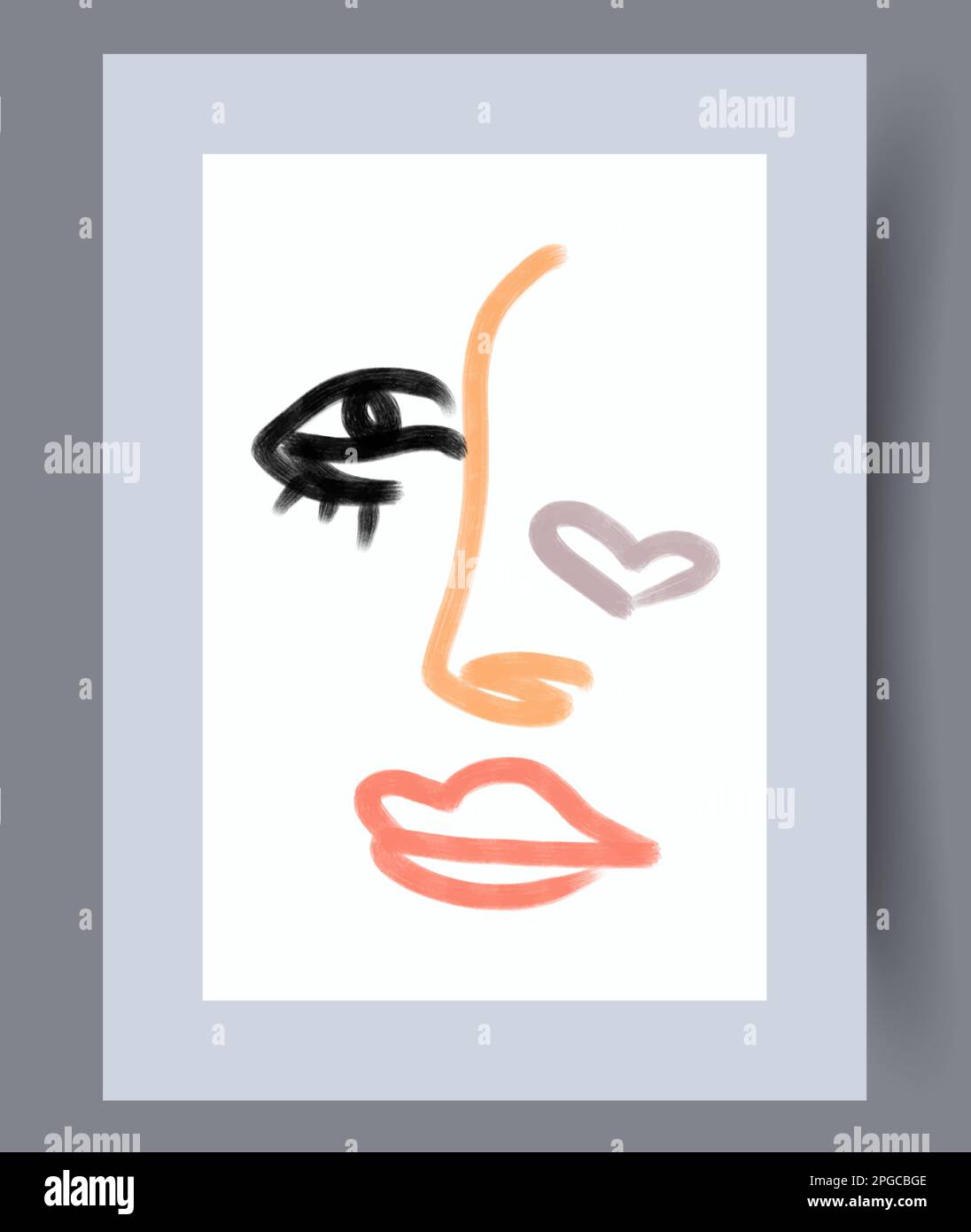 Portrait face femininity surrealism wall art print Stock Vector Image ...