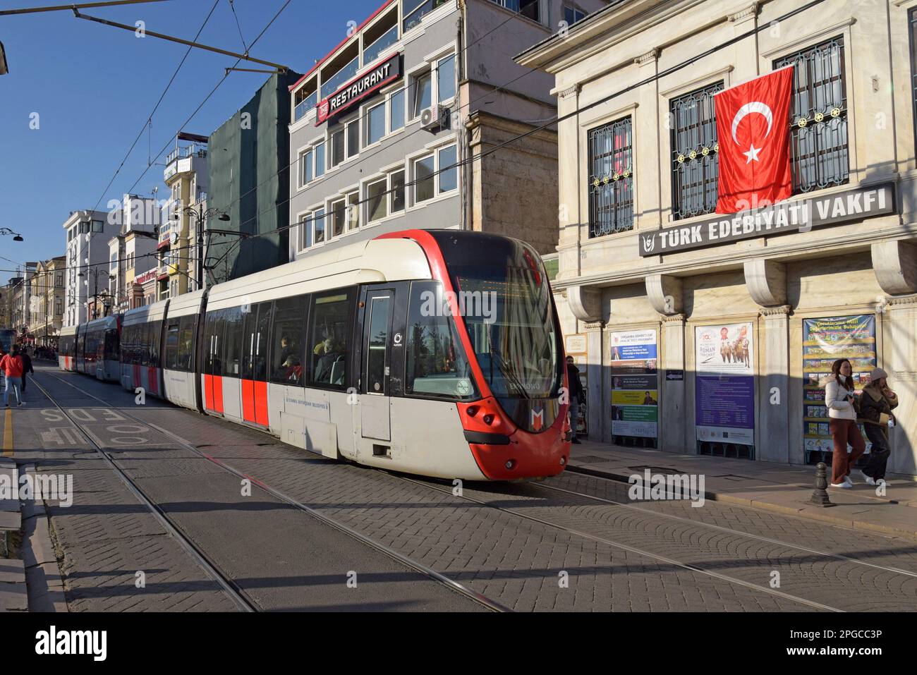 Turkish Tram outside the Turkish Literature Foundation on Divan Yolu Cd ...