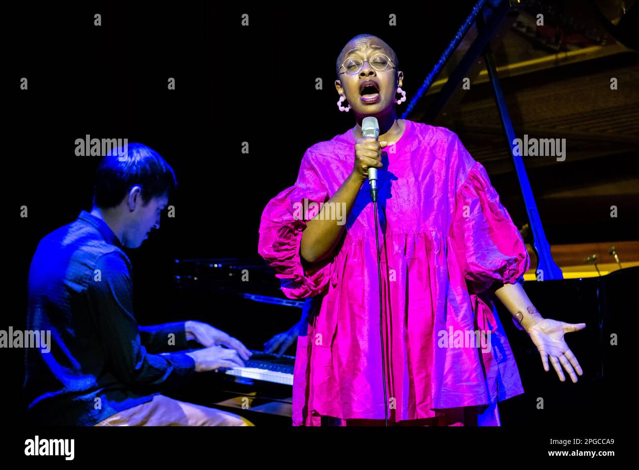 American jazz singer Cecile McLorin during the "Ogresse" concert held ...