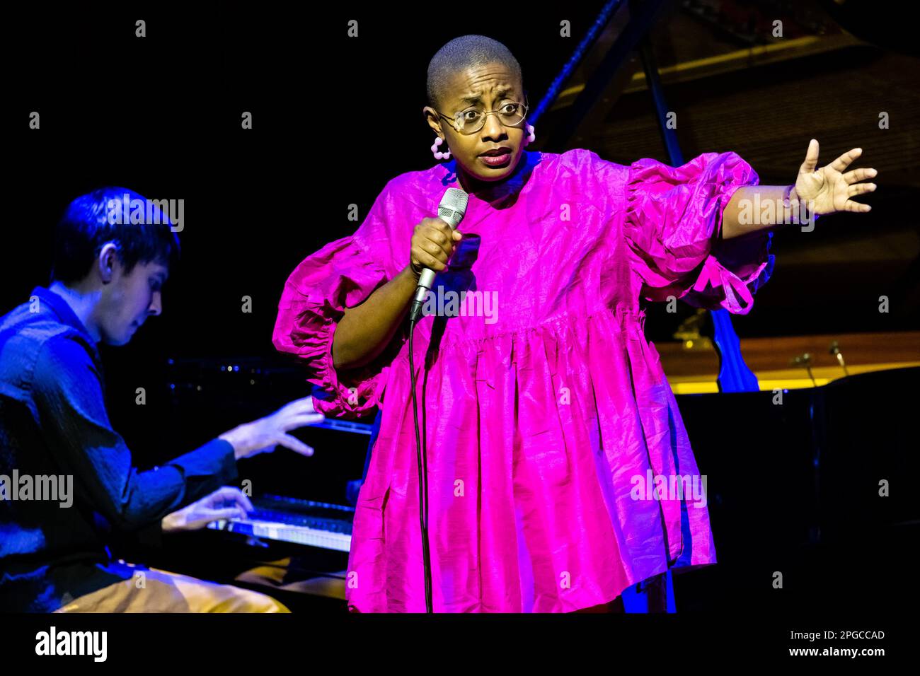 American jazz singer Cecile McLorin during the "Ogresse" concert held ...