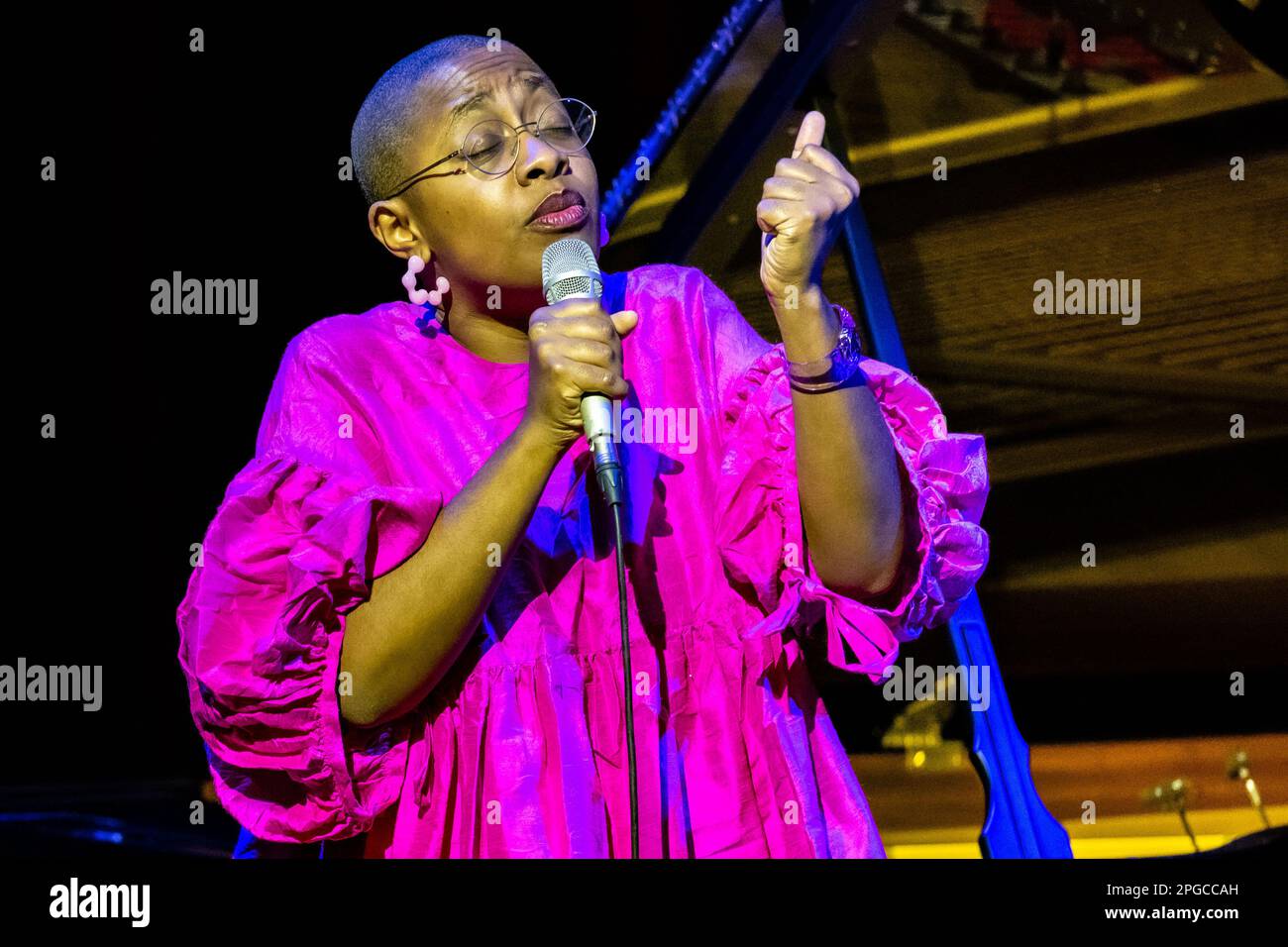 American jazz singer Cecile McLorin during the "Ogresse" concert held ...