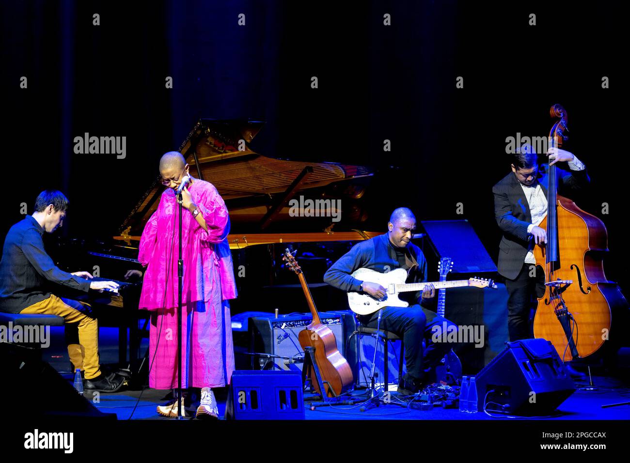 American jazz singer Cecile McLorin during the "Ogresse" concert held ...