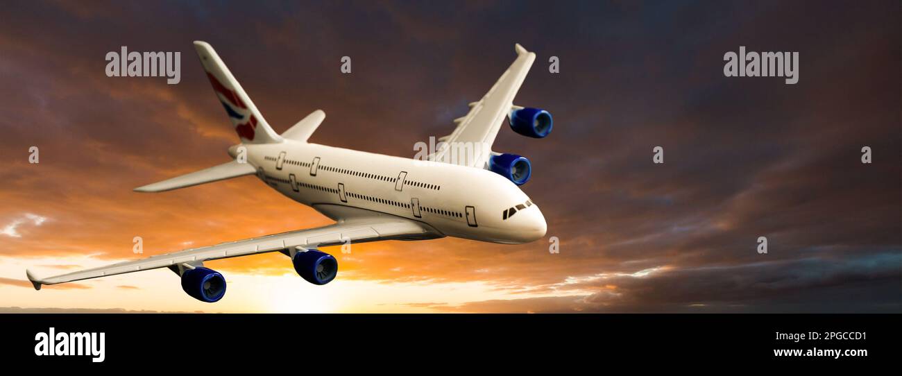 Airplane high speed on the clouds sky Stock Photo - Alamy