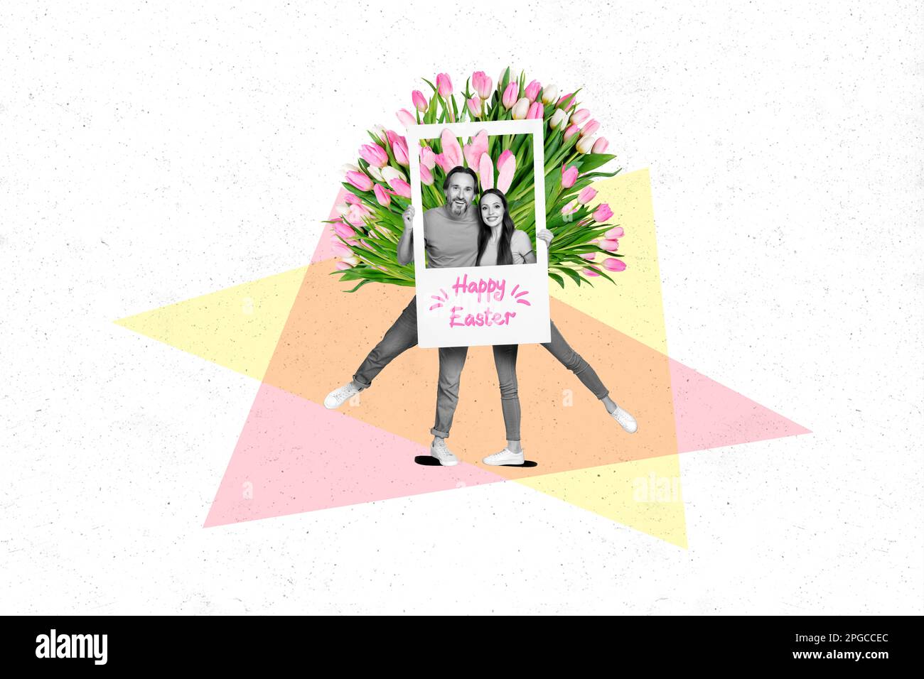 Creative template collage advertisement april holiday photo zone couple ...