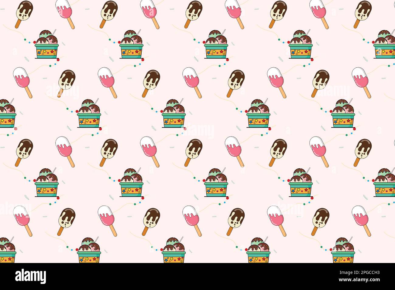 Pattern with cup and stick ice cream elements abstract pattern vector ...