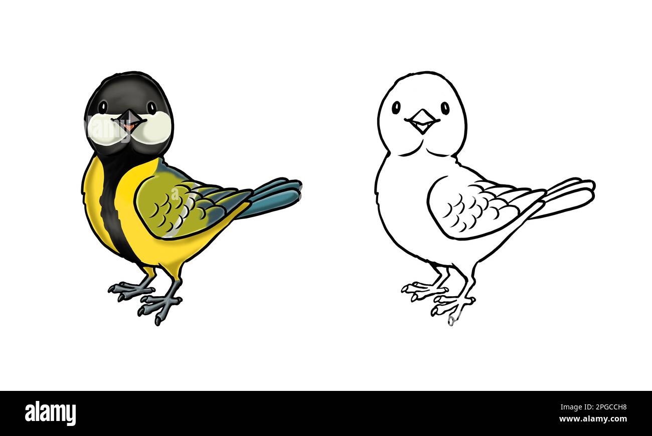 Cute bird to color in. Template for a coloring book with funny animals ...