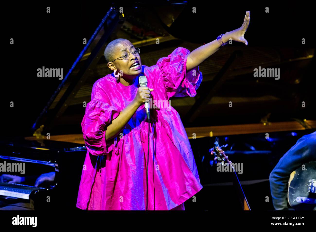 American jazz singer Cecile McLorin during the "Ogresse" concert held ...