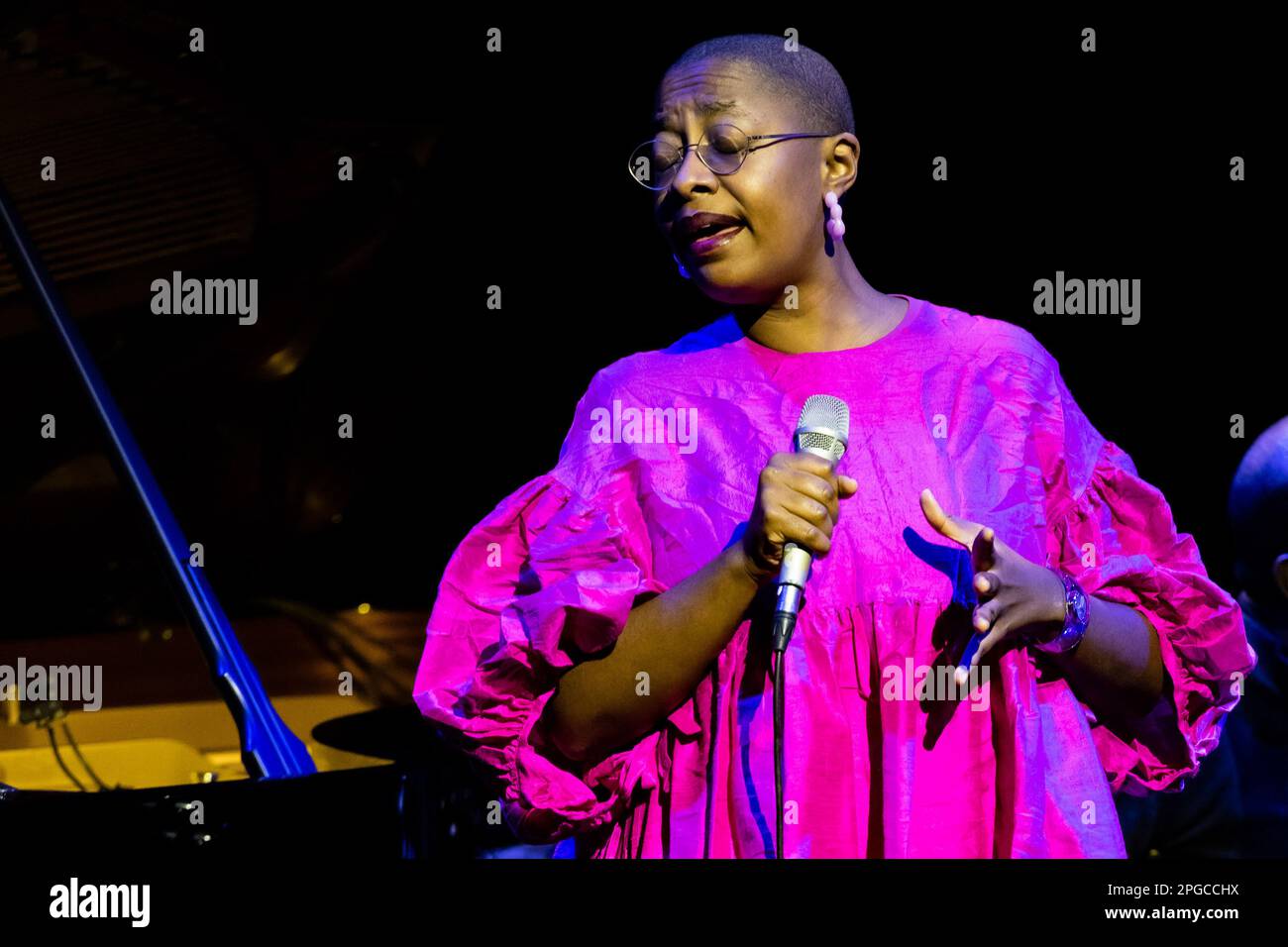American jazz singer Cecile McLorin during the "Ogresse" concert held ...