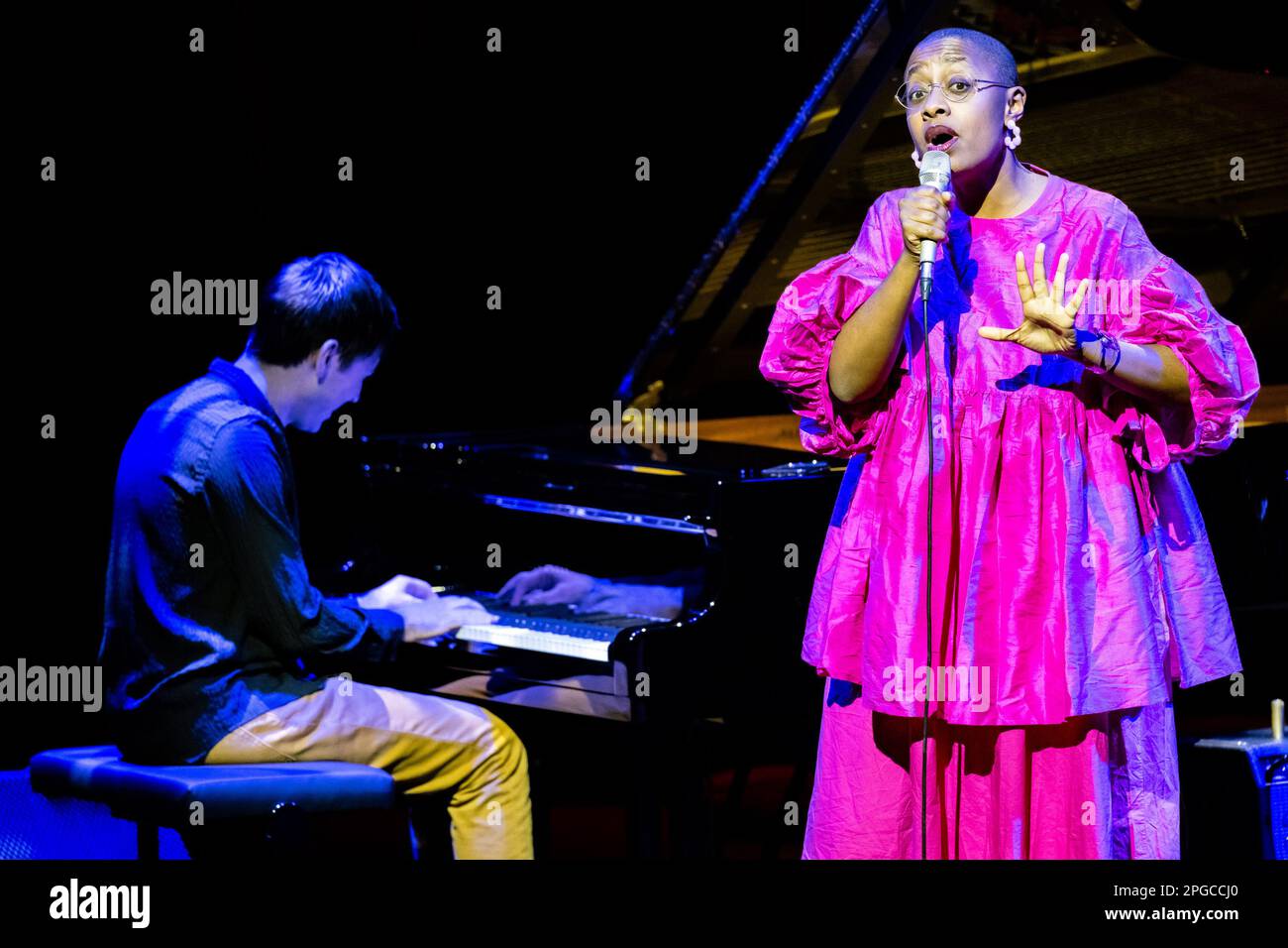 American jazz singer Cecile McLorin during the "Ogresse" concert held ...