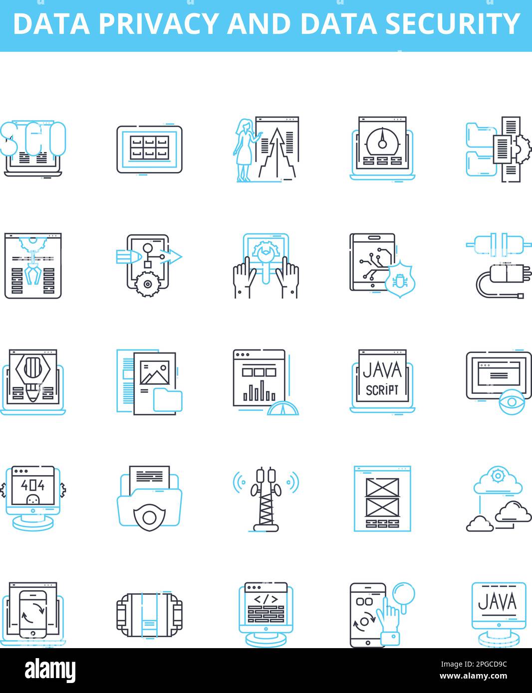Data Privacy And Data Security Vector Line Icons Set Data Privacy