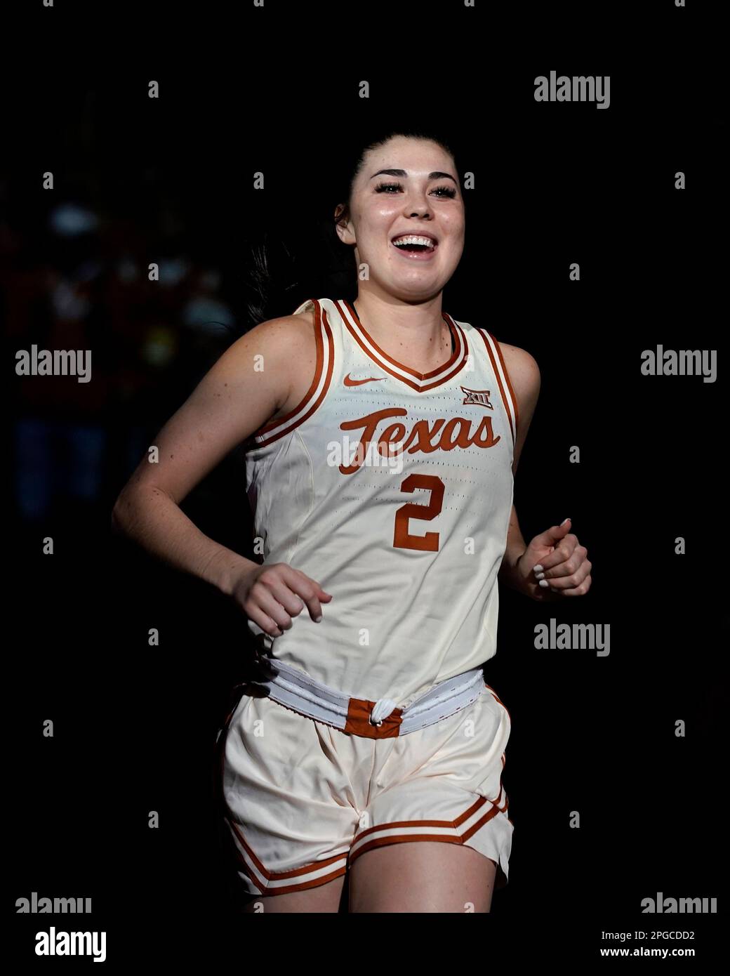 Texas guard Shaylee Gonzales is introduced before an NCAA college ...