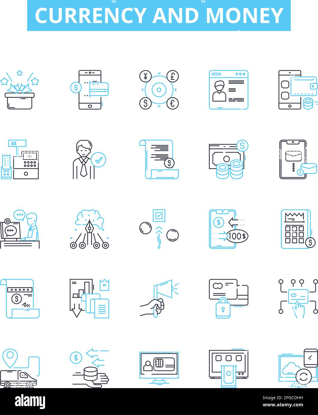 Currency and money vector line icons set. Currency, Money, Forex ...