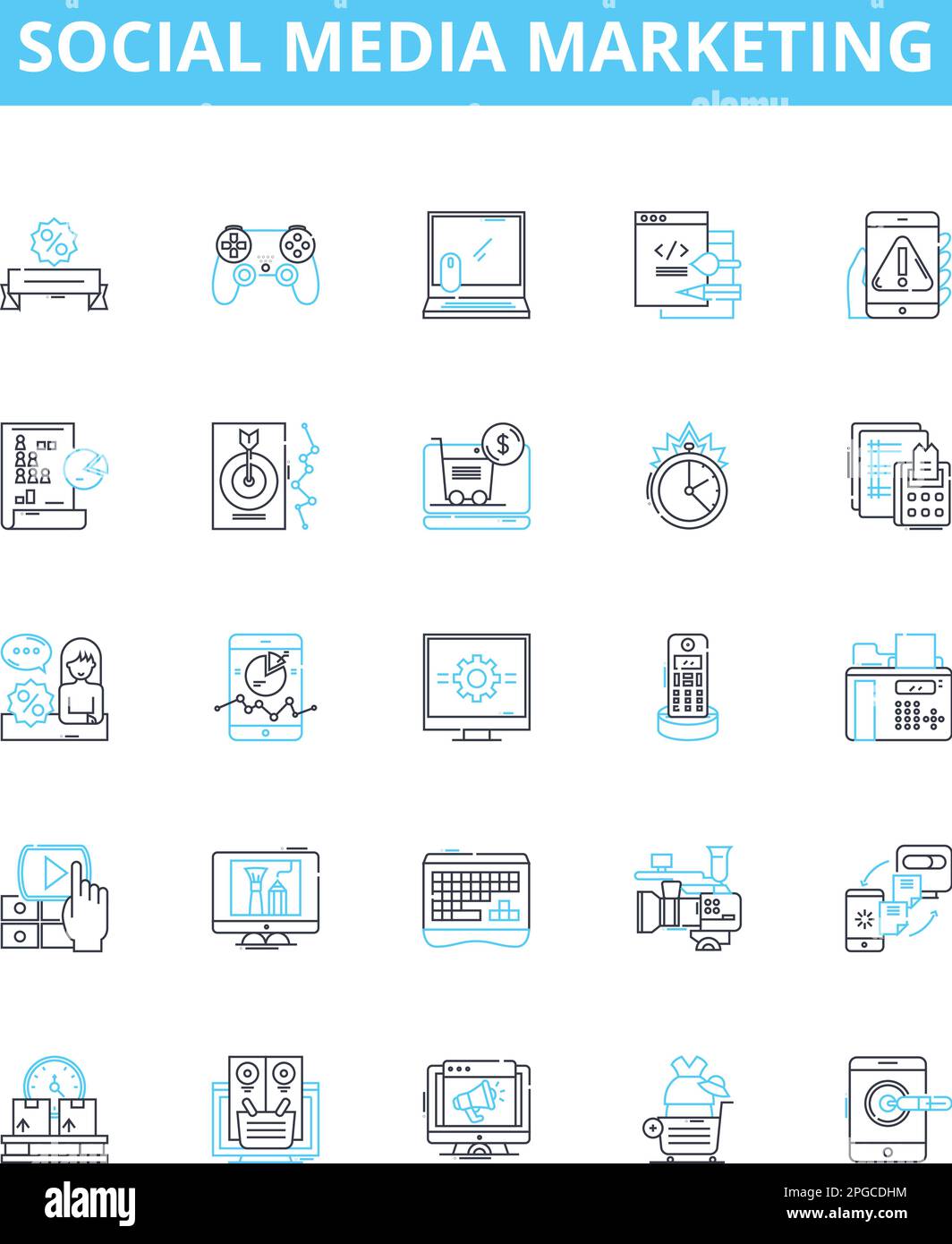 Social media marketing vector line icons set. Social, media, marketing ...