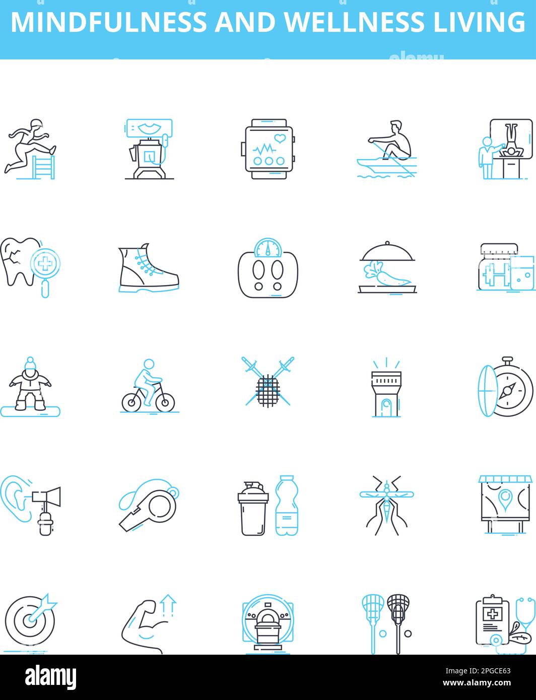 Mindfulness and wellness living vector line icons set. mindfulness ...