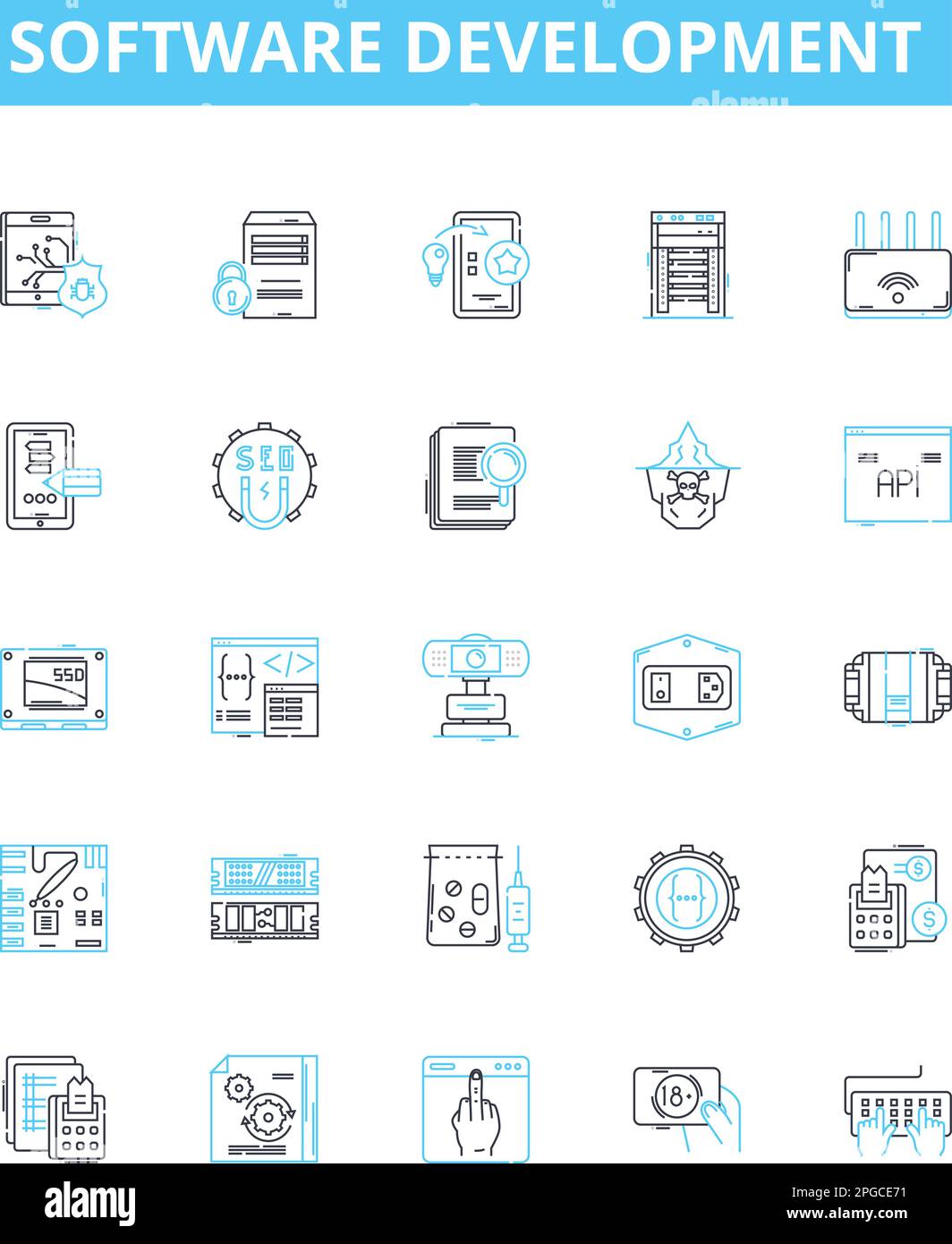 Software development vector line icons set. Software, Development ... Software development vector line icons set. Software, Development ...