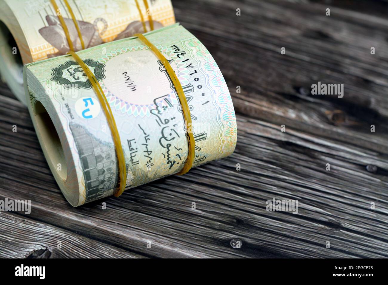 50 Piasters Half EGP LE Egyptian pound cash money bills rolled up with ...