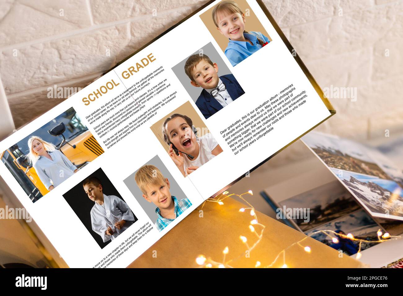 Open book, graduation album, photobook Stock Photo - Alamy