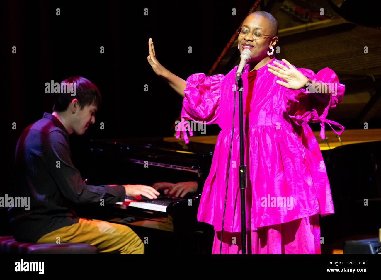American jazz singer Cecile McLorin during the "Ogresse" concert held ...