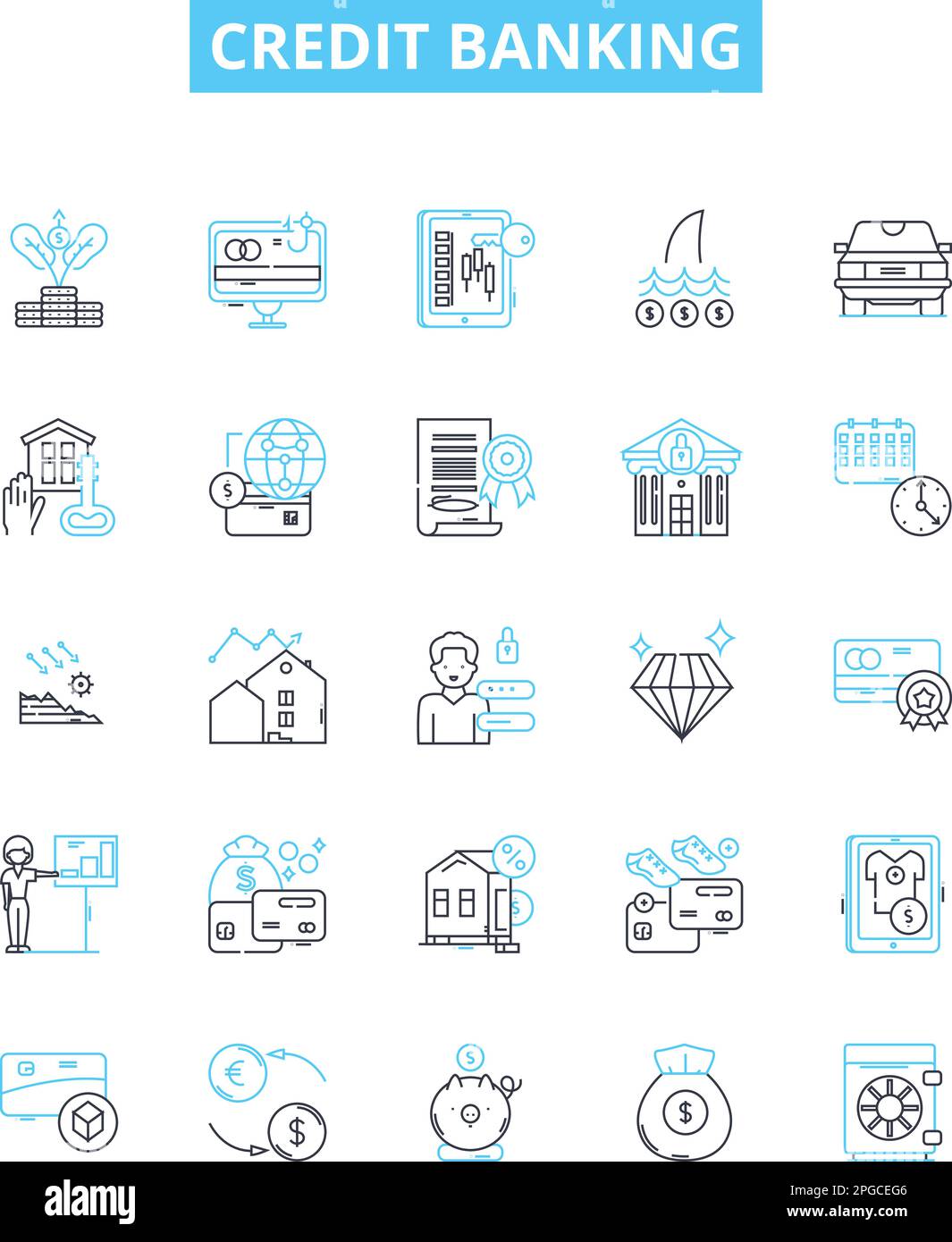 Credit banking vector line icons set. Credit, Banking, Loans, Payment ...