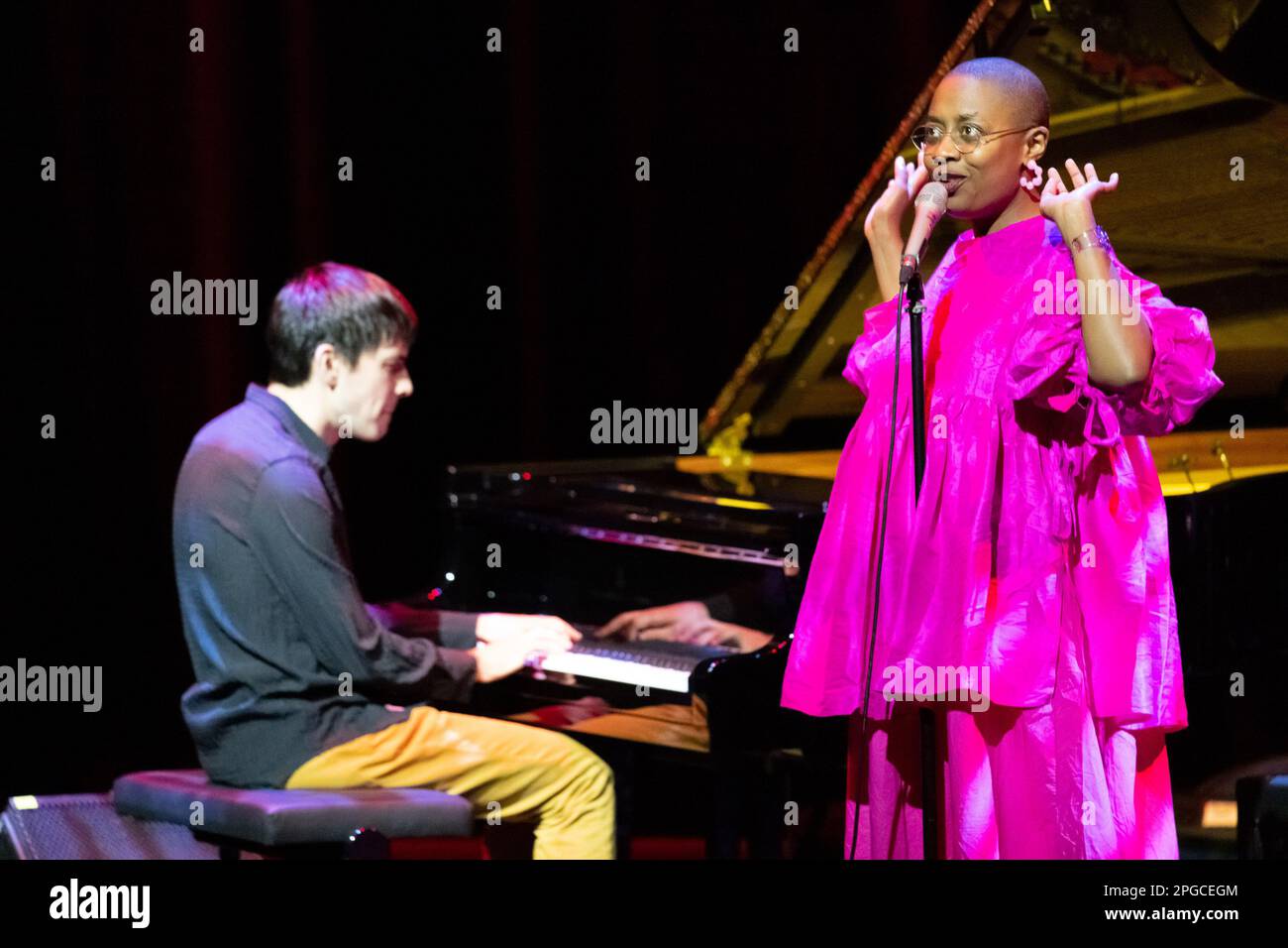 American jazz singer Cecile McLorin during the "Ogresse" concert held ...