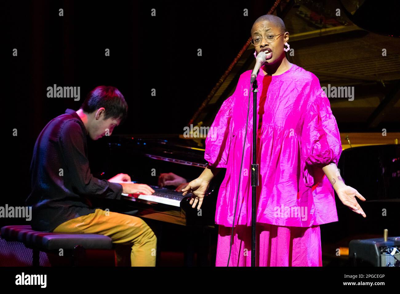 American jazz singer Cecile McLorin during the "Ogresse" concert held ...