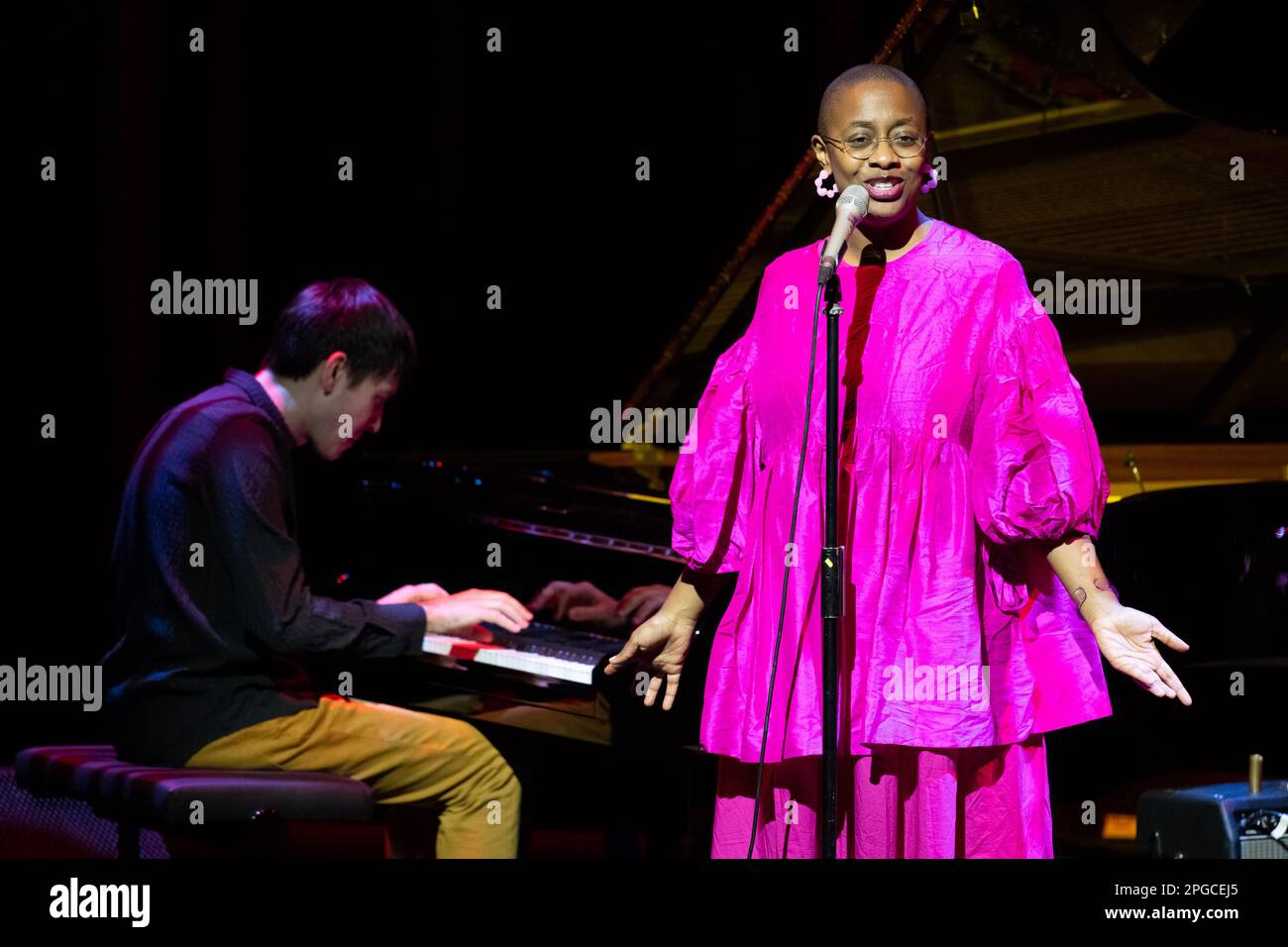 American jazz singer Cecile McLorin during the "Ogresse" concert held ...