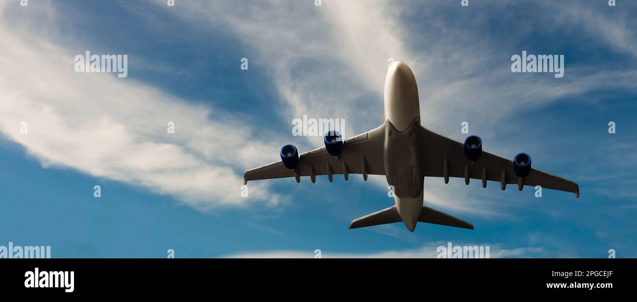 Airplane high speed on the clouds sky Stock Photo - Alamy