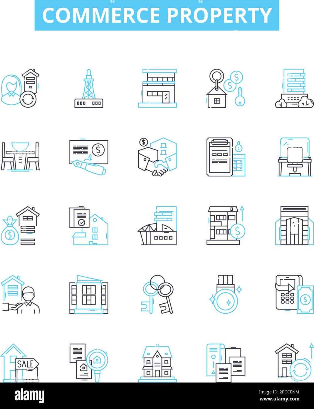 Commerce Property Vector Line Icons Set Commerce Property Real