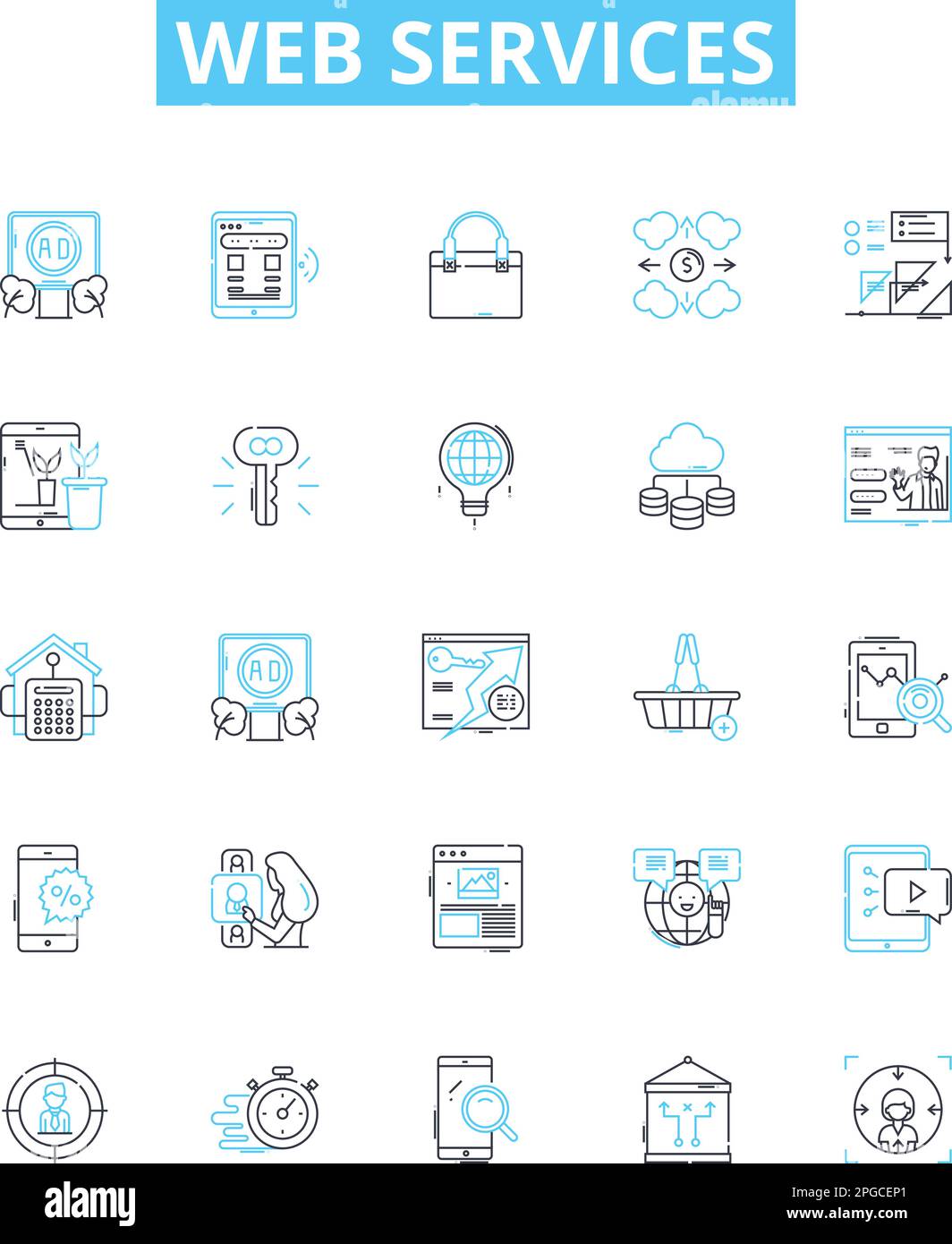 Web services vector line icons set. Web, services, API, REST, SOAP ... Web services vector line icons set. Web, services, API, REST, SOAP ...