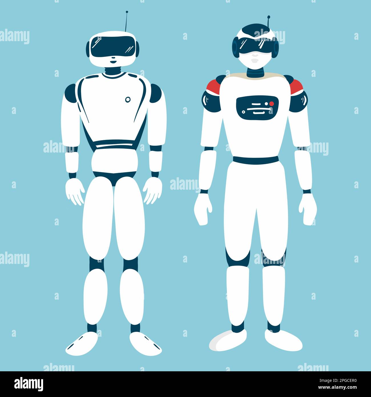 Alien robots, future technology cartoon characters. Robotic life forms ...