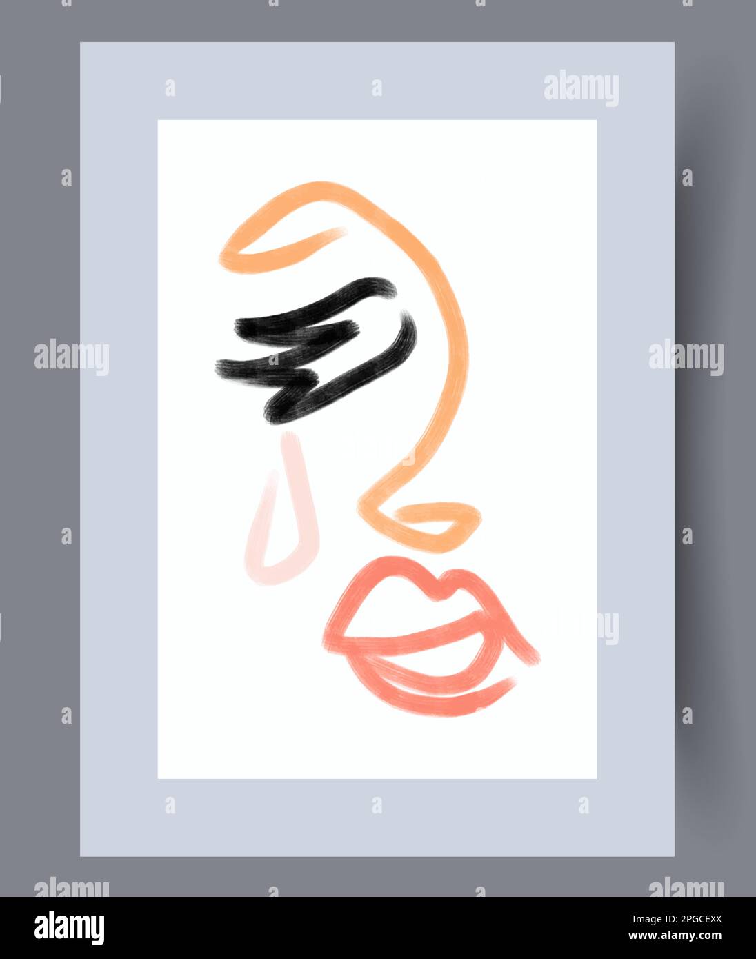 Portrait lady crying face wall art print Stock Vector Image & Art - Alamy