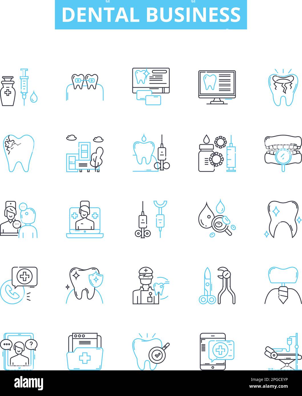 Dental business vector line icons set. Dentistry, Oral, Hygiene, Teeth ...
